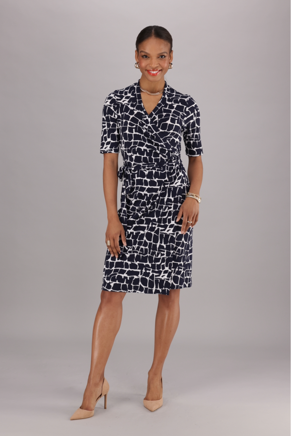 Jasmin wrap dress - navy print - Imagemakers (Pty) Ltd Trading as ImNow